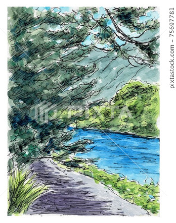Sawa River in summer - Stock Illustration [75697781] - PIXTA