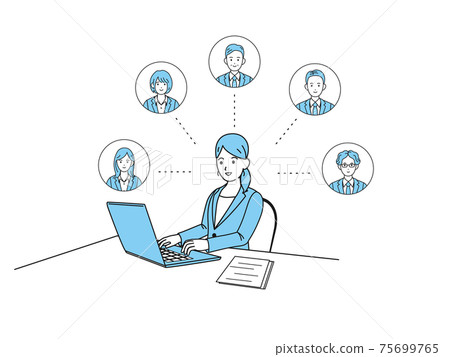 Remote work, telework, network cooperation,... - Stock Illustration ...