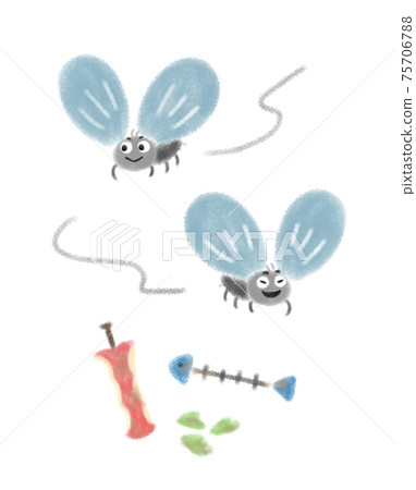 Hand-drawn illustration of flies Garbage - Stock Illustration [75706788 ...