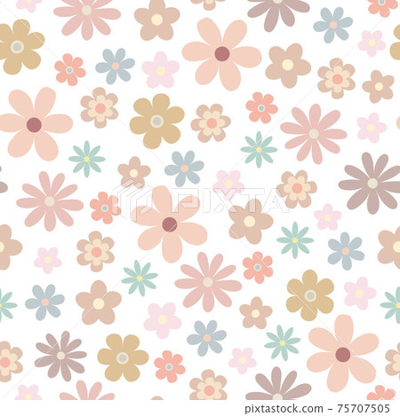 Simple pastel-colored flower seamless pattern,... - Stock Illustration ...