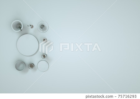 Set of clean dishes. 3D models of clean white... - Stock Illustration ...