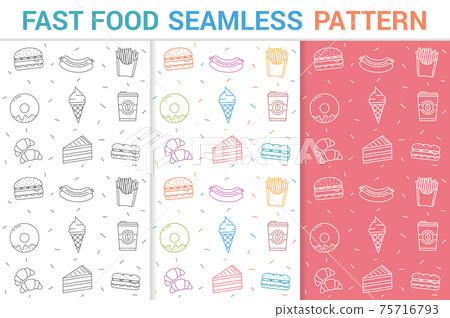 Fast Food Seamless Pattern - Stock Illustration [75716793] - PIXTA