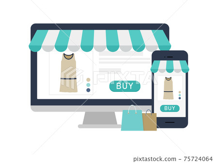 Illustration material of e-commerce, OMO, O2O,... - Stock Illustration ...