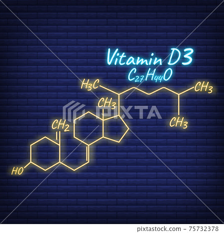 Vitamin D3 Label and Icon glow neon style.... - Stock Illustration ...