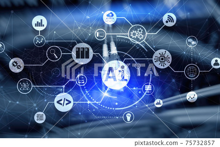 Blue Artificial Intelligence. AI. Infographic... - Stock Illustration ...