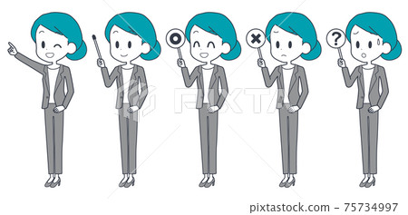 Business woman with pointer etc. - Stock Illustration [75734997] - PIXTA