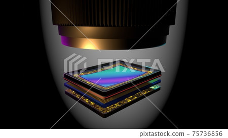 Curved sensor for digital camera with lens,... - Stock Illustration ...