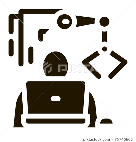 Programming Robot Icon Vector Glyph Illustration - Stock Illustration ...