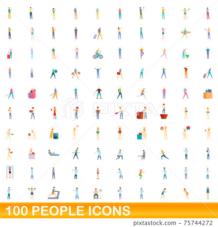 100 people icons set, cartoon style - Stock Illustration [75744272] - PIXTA
