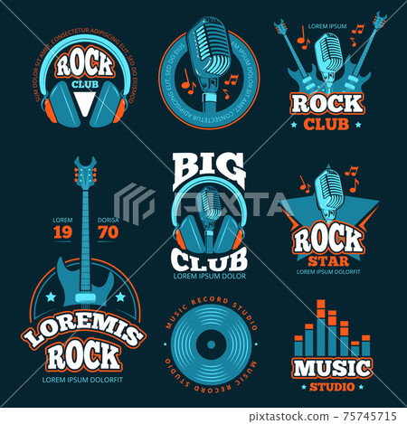 Music studio production labels. Musical badges... - Stock Illustration ...