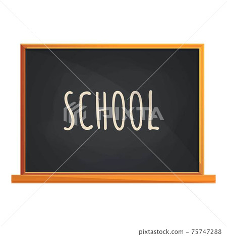 School word chalkboard icon, cartoon style - Stock Illustration ...