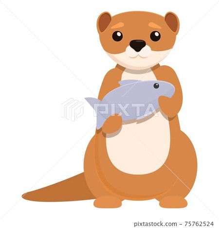 Mink with fish icon, cartoon style - Stock Illustration [75762524] - PIXTA
