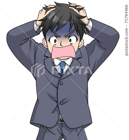 A man in a suit holding his head and turning pale - Stock Illustration ...