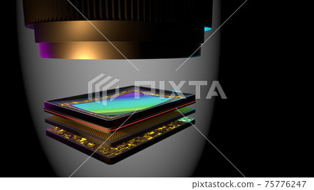 Curved sensor for digital camera with lens,... - Stock Illustration ...