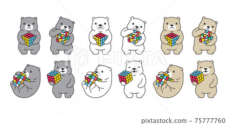 Bear vector polar bear rubik cube icon logo... - Stock Illustration ...
