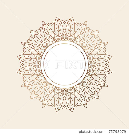 Golden round abstract frame. Mandala lace style. - Stock Illustration ...