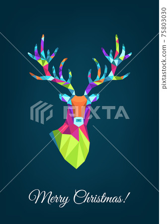 Colorful Christmas reindeer and snowflakes. - Stock Illustration ...