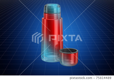 Visualization 3d cad model of vacuum flask,... - Stock Illustration ...