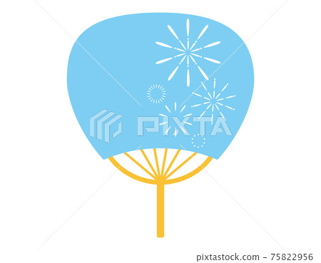 Vector illustration of a fan with fireworks drawn - Stock Illustration ...