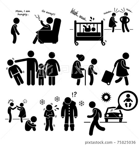 Neglected Child Negligence Abuse Stick Figure... - Stock Illustration ...