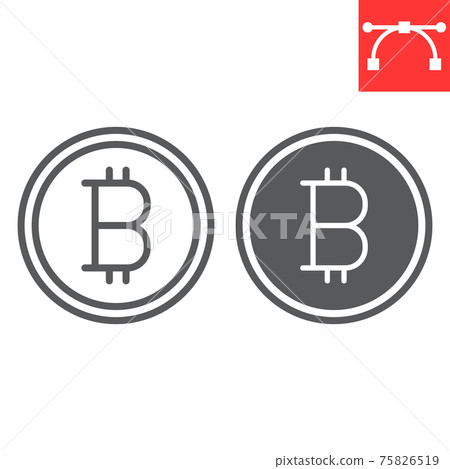 Bitcoin currency line and glyph icon,... - Stock Illustration [75826519 ...