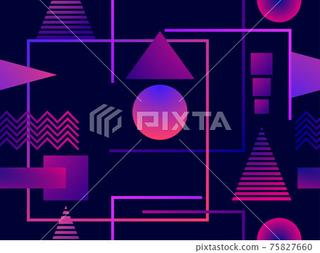 Gradient geometric seamless pattern in 80s... - Stock Illustration ...