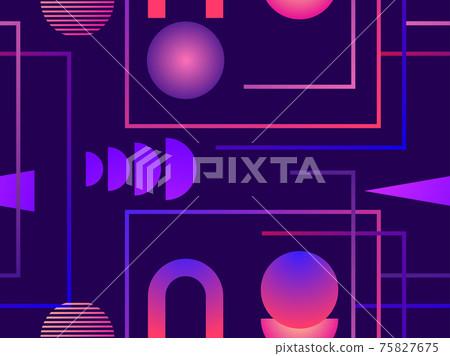 Gradient geometric seamless pattern in 80s... - Stock Illustration ...