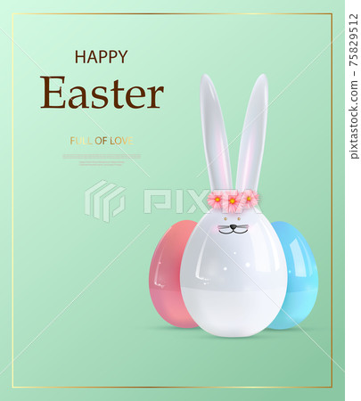 Happy easter. Design Rabbit with eggs. Festive... - Stock Illustration ...