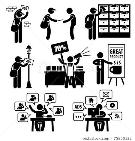 Advertisement Marketing Strategy Distributing... - Stock Illustration ...