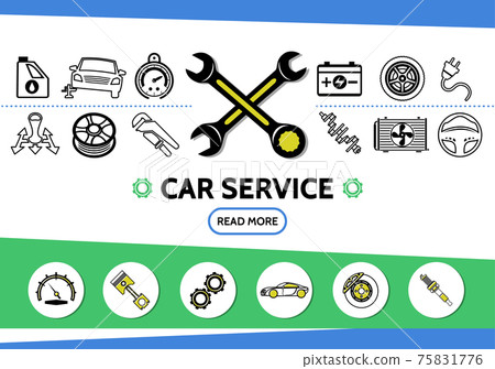 Car Service Line Icons Set - Stock Illustration [75831776] - PIXTA