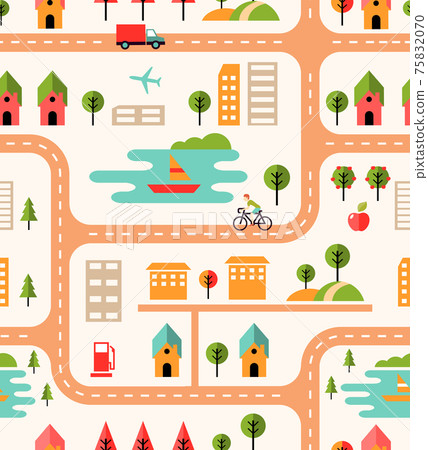City map seamless background pattern - Stock Illustration [75832070 ...