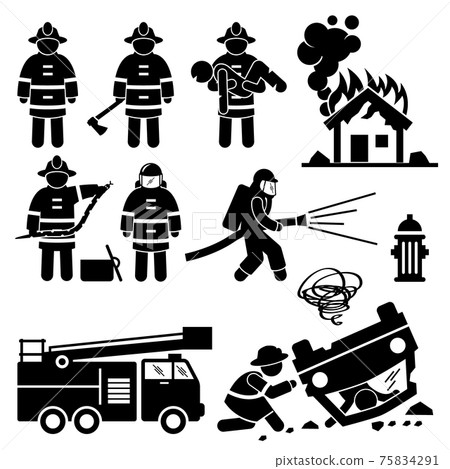 Firefighter Fireman Rescue Stick Figure... - Stock Illustration ...