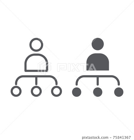 Person and chart line and glyph icon, worker... - Stock Illustration ...