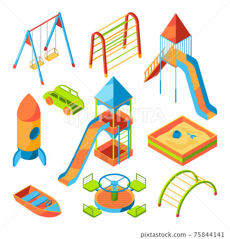 isometric pictures of kids playground with... - Stock Illustration ...