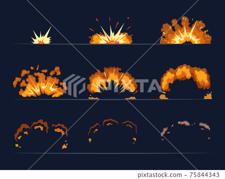 Key frames of bomb explosion. Cartoon... - Stock Illustration [75844343 ...
