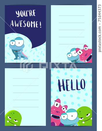 vertical note cards set with pozitive writing,... - Stock Illustration ...