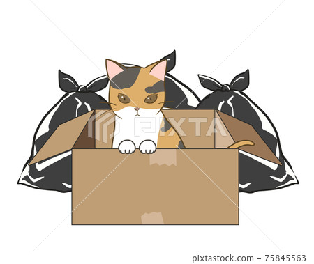 Abandoned cat Garbage dumping calico cat - Stock Illustration [75845563 ...