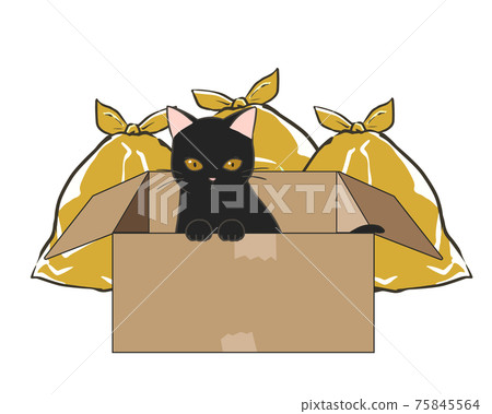 Abandoned cat Garbage dump Black cat - Stock Illustration [75845564 ...