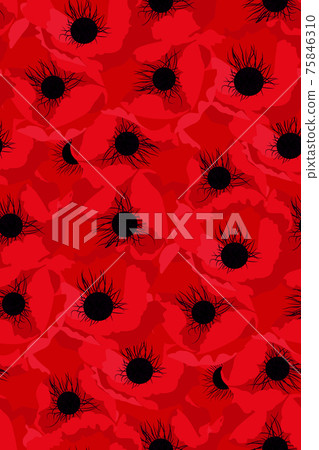 Simple red flower poppy, seamless pattern.... - Stock Illustration ...