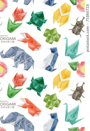 Japanese origami continuous pattern background... - Stock Illustration ...