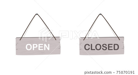 wooden sign with text open and closed - Stock Illustration [75870191 ...