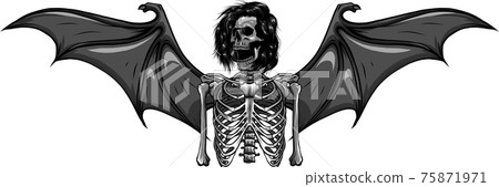 design of human skeleton with bat wings vector... - Stock Illustration ...