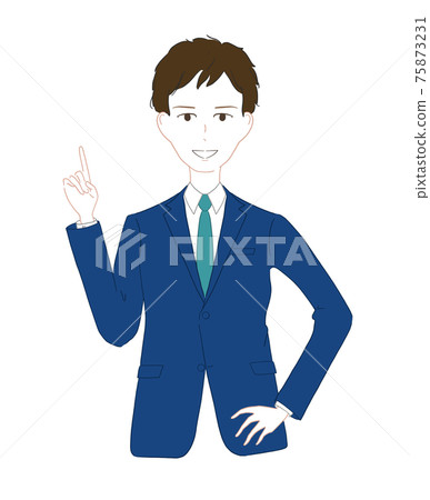 Navy suit male pointing - Stock Illustration [75873231] - PIXTA
