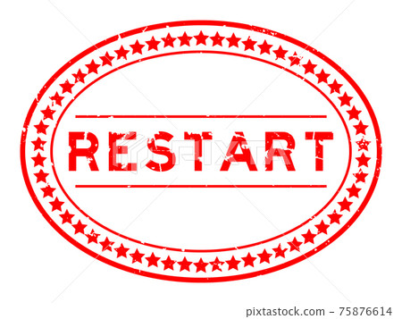Grunge red restart word oval rubber seal stamp...-插圖素材 [75876614] - PIXTA圖庫