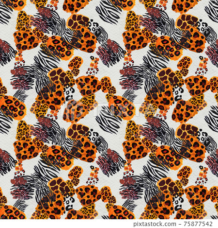 Animal mix print seamless pattern. Abstract... - Stock Illustration ...