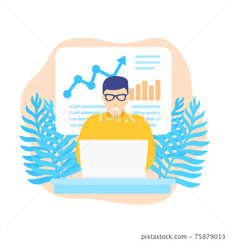 data analyst, a man working with analytics - Stock Illustration ...