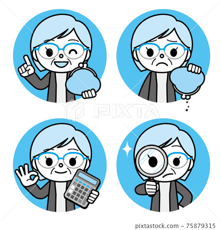 Elderly woman money icon - Stock Illustration [75879315] - PIXTA