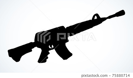 Submachine gun. Vector drawing object - Stock Illustration [75880714 ...