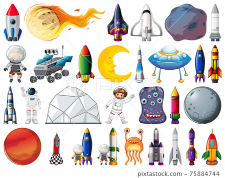 Set of space objects and elements isolated on... - Stock Illustration ...