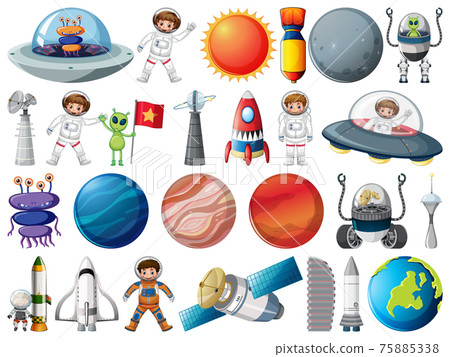 Set of space objects and elements isolated on... - Stock Illustration ...